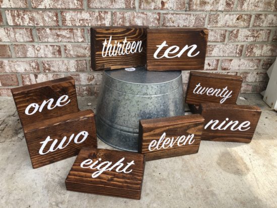 Cursive Wood Table Numbers-$2 | Something Borrowed KC