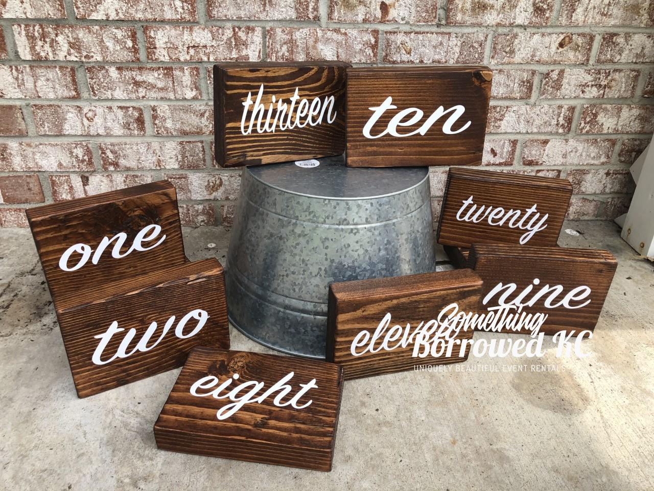 Cursive Wood Table Numbers-$2 | Something Borrowed KC