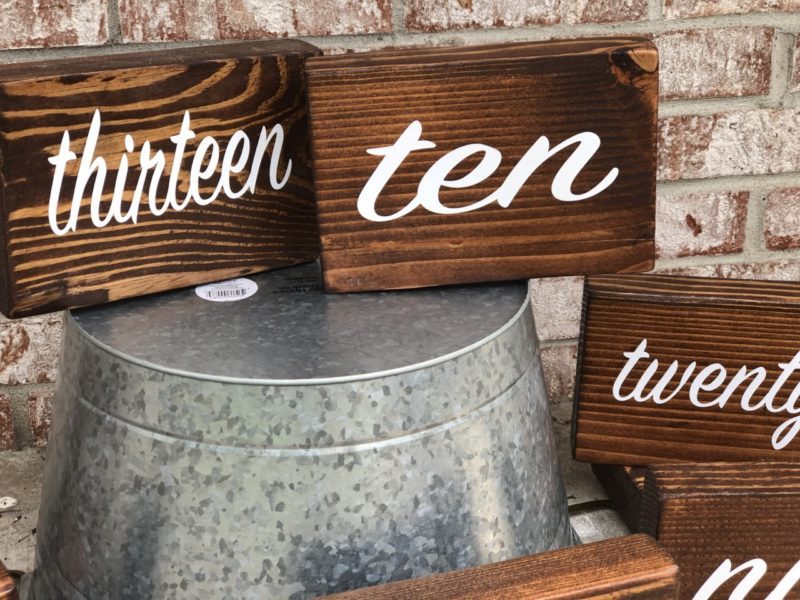 Cursive Wood Table Numbers-$2 | Something Borrowed KC