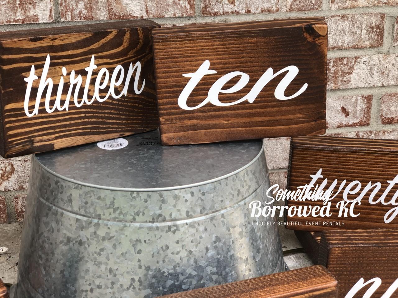Cursive Wood Table Numbers-$2 | Something Borrowed KC