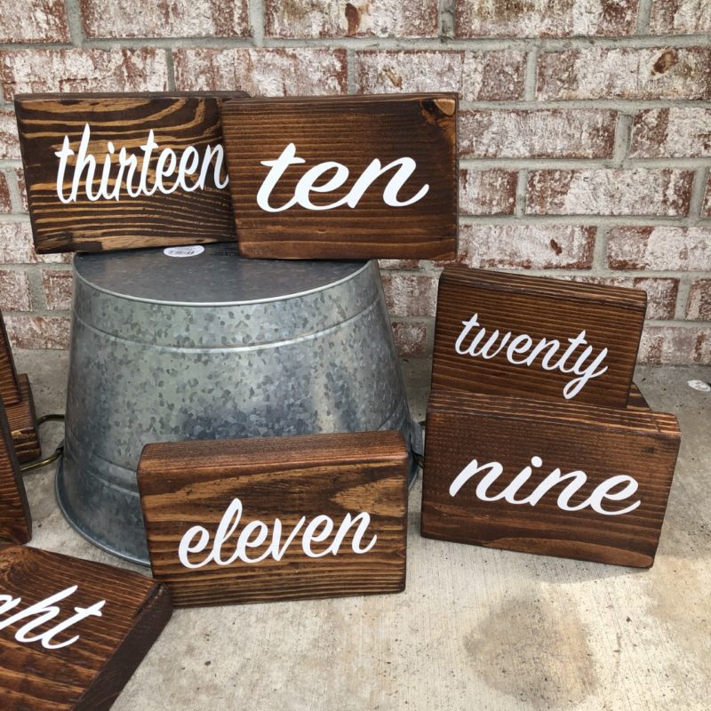 Cursive Wood Table Numbers-$2 | Something Borrowed KC