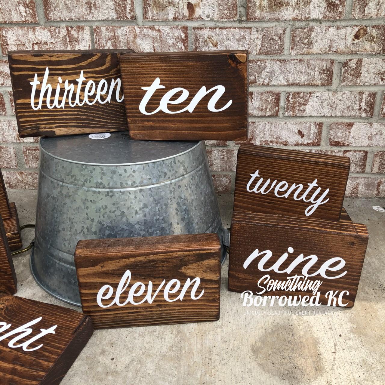 Cursive Wood Table Numbers-$2 | Something Borrowed KC