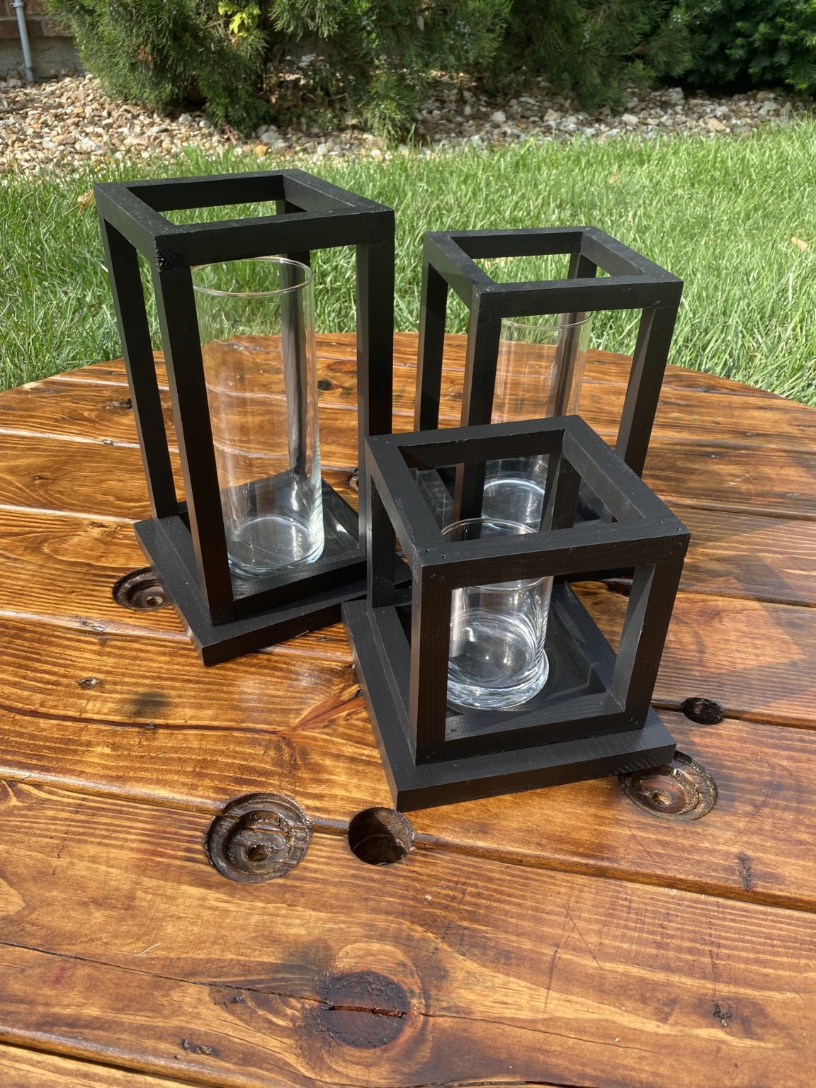 Black Wood Square Lanterns Centerpiece Set of 3 – $10 | Something ...