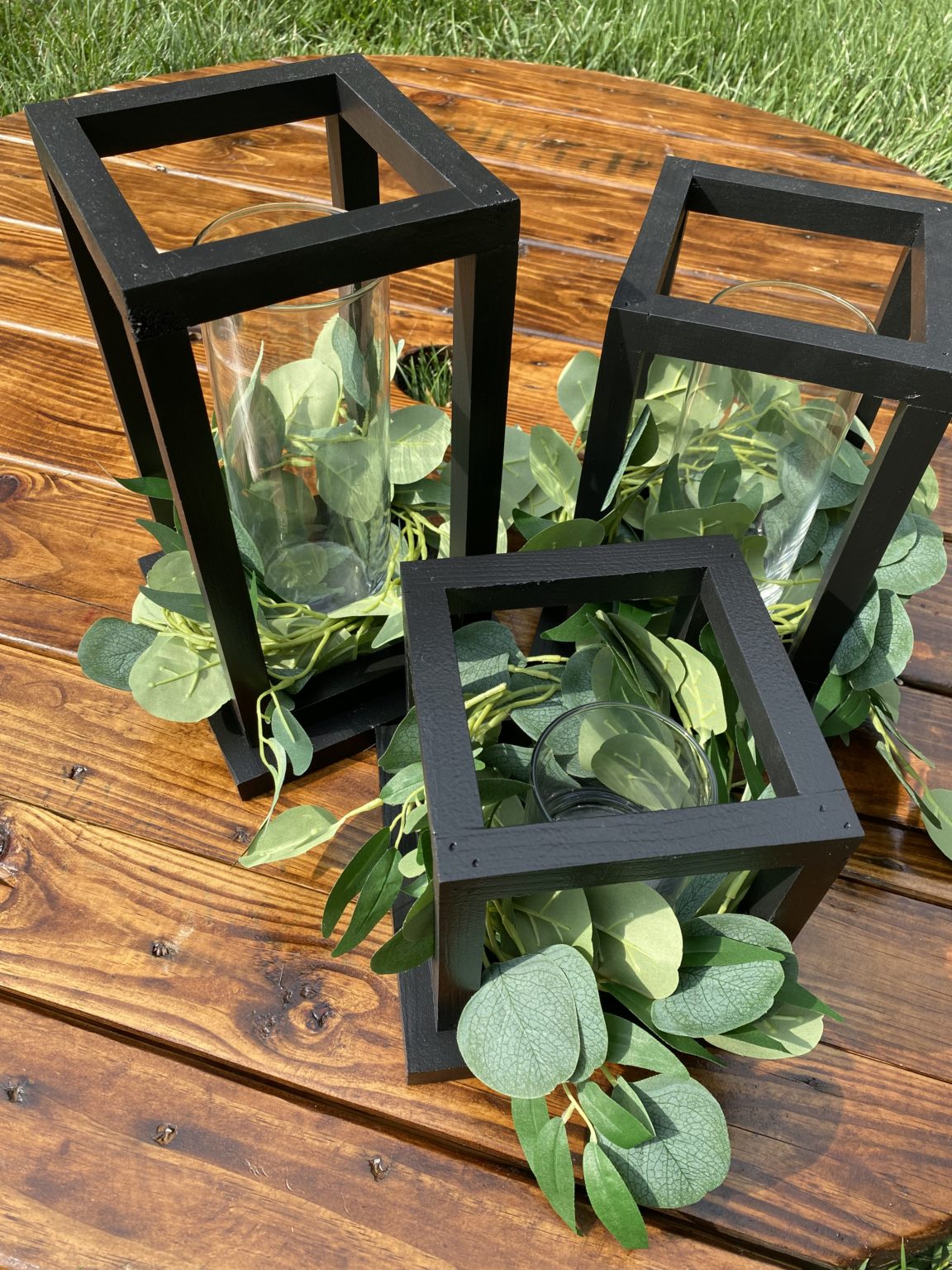 Black Wood Square Lanterns Centerpiece Set of 3 – $10 | Something ...