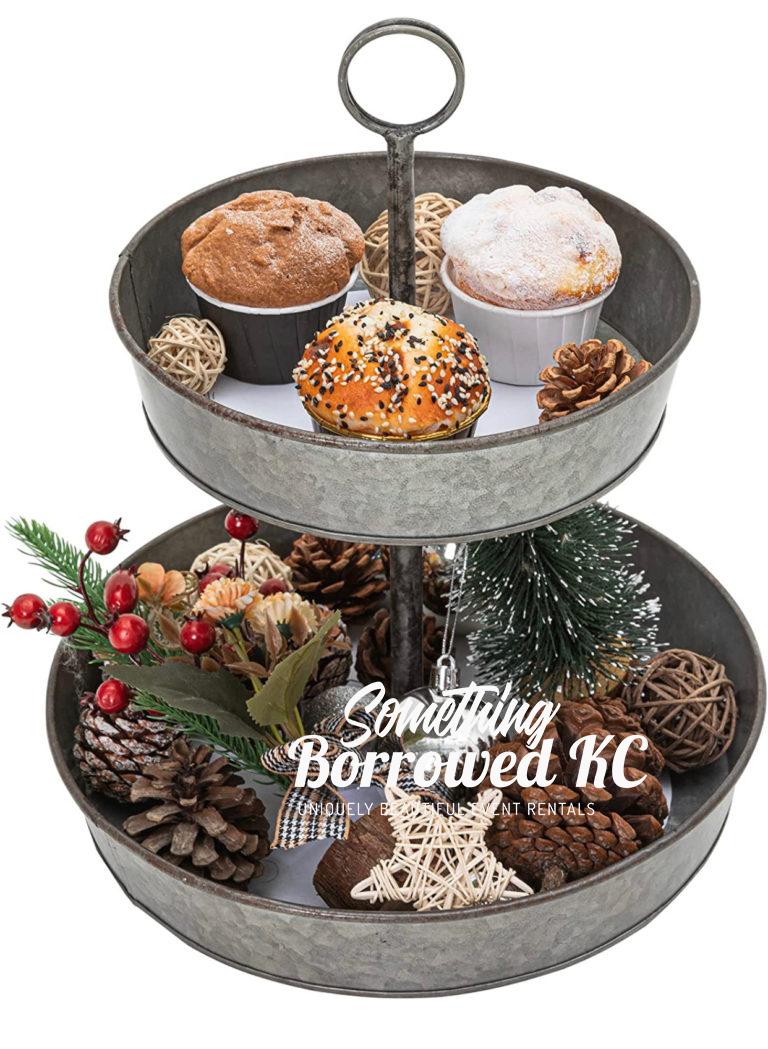 2 Tiered Farmhouse Galvanized Metal Server Tray Smaller Size – $5 ...