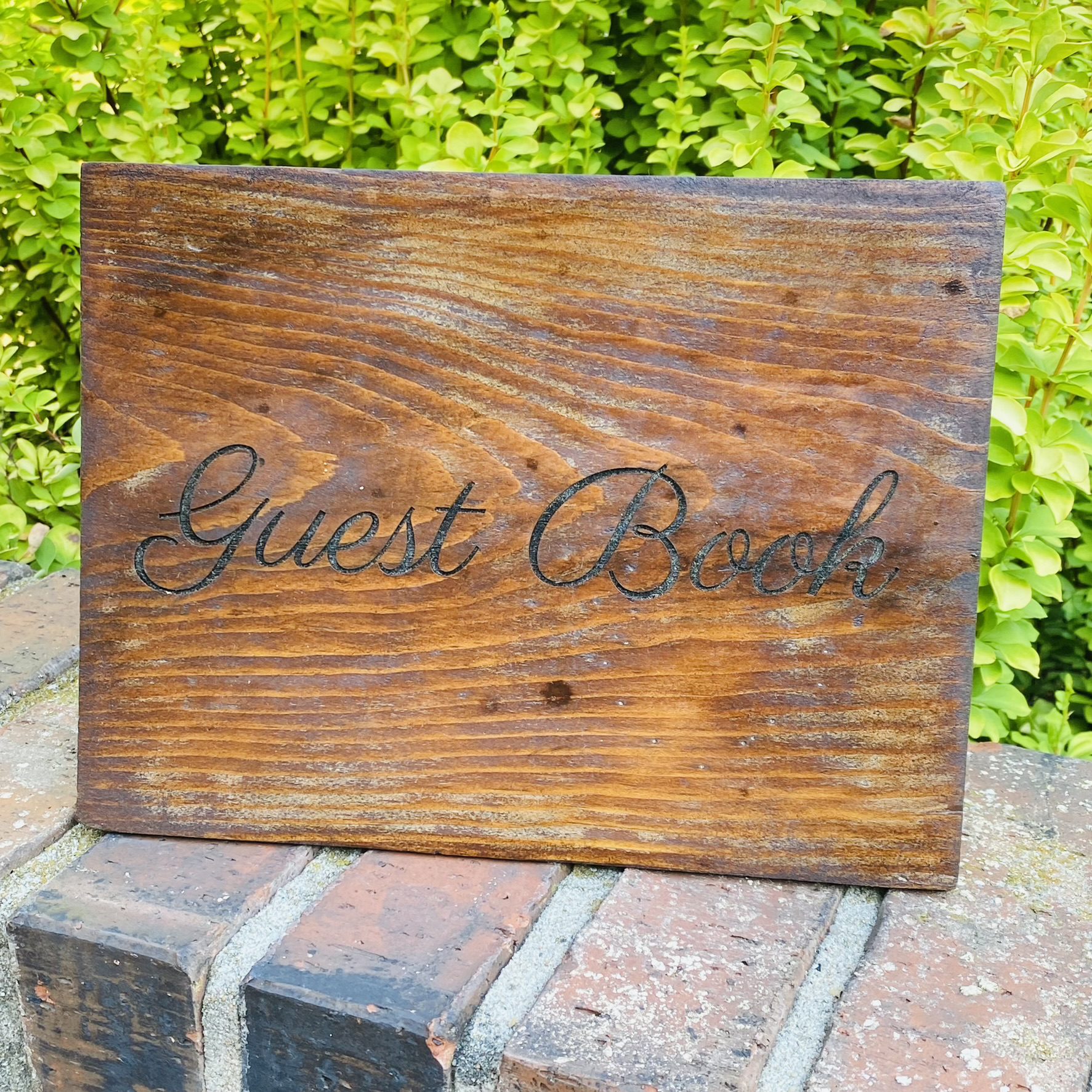 Guest Book Sign Engraved Wood – $3 | Something Borrowed KC