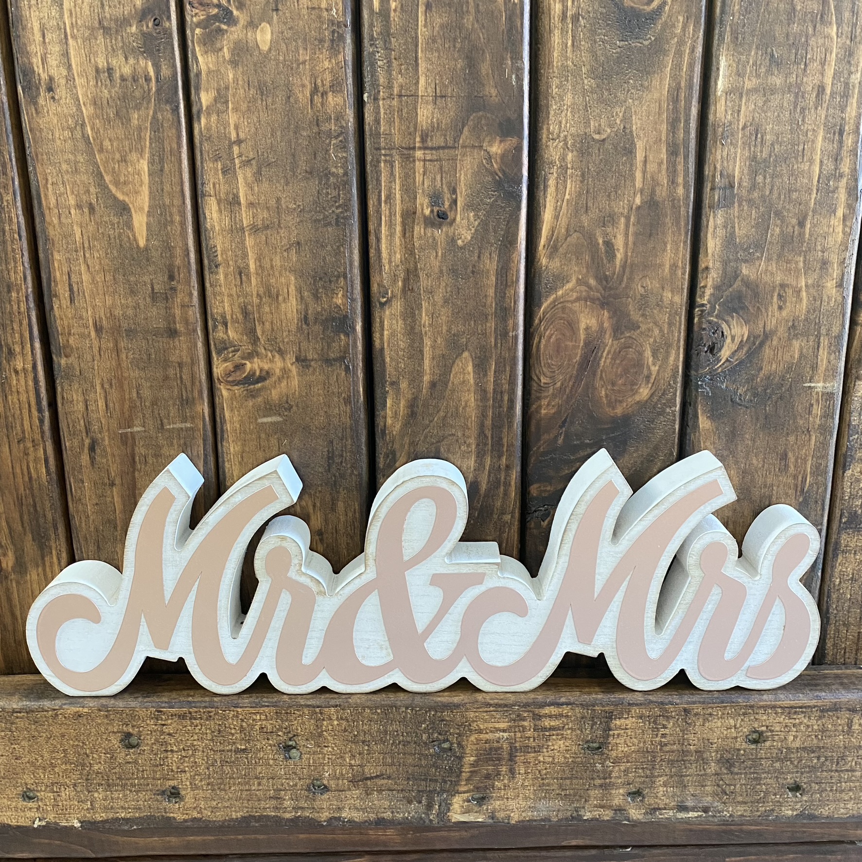 Mr. and Mrs. Sign Rose Gold Cursive-$5 | Something Borrowed KC